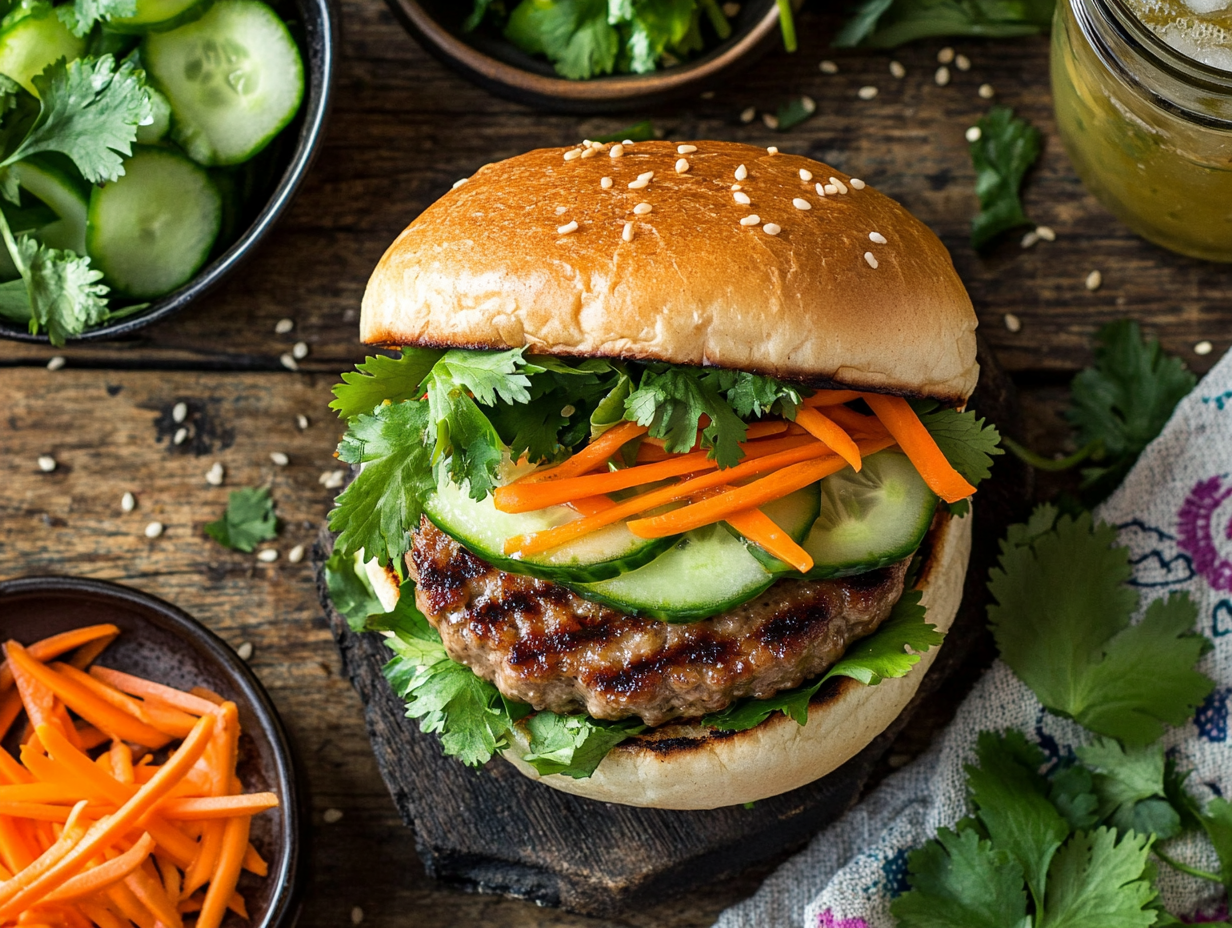 Filipino Sisig Pork Burger Bursting with Bold Flavors
