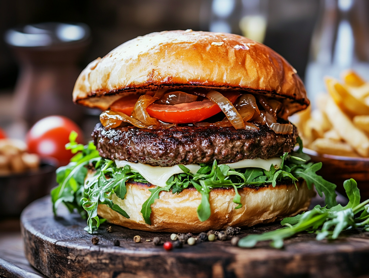 Hearty Veggie Burger With Sweet Potato Fries