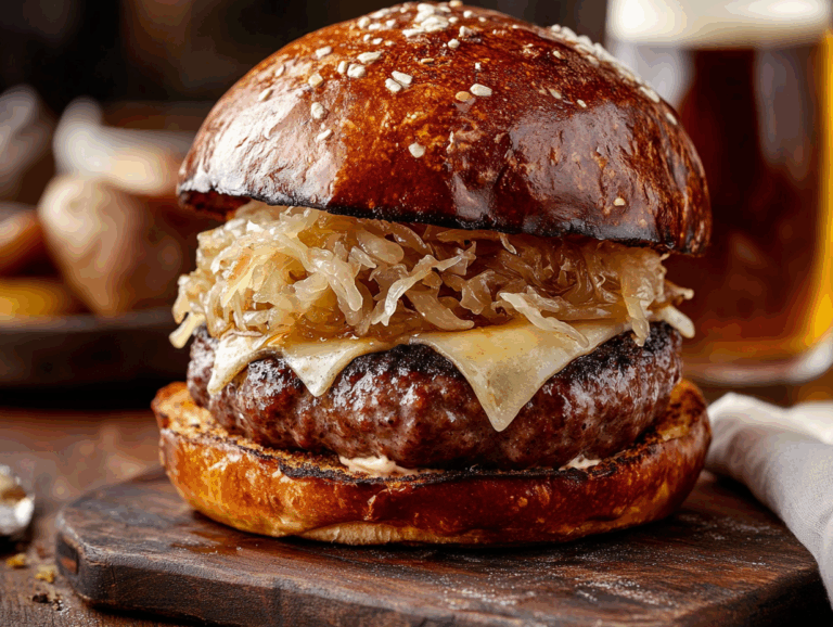 Hearty German Smoked Sausage Burger with Bold Flavors