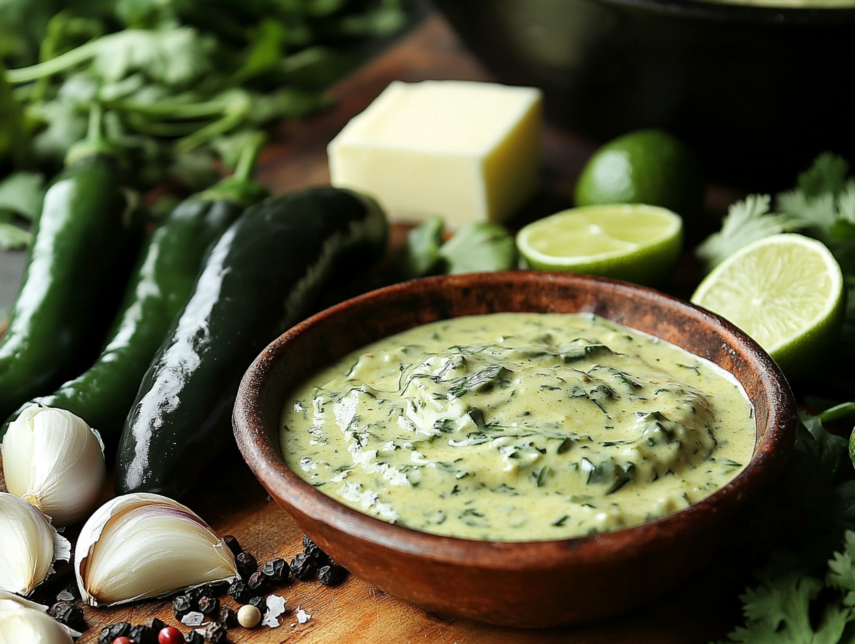 Smoky Roasted Poblano Cream Sauce with Mexican Flair
