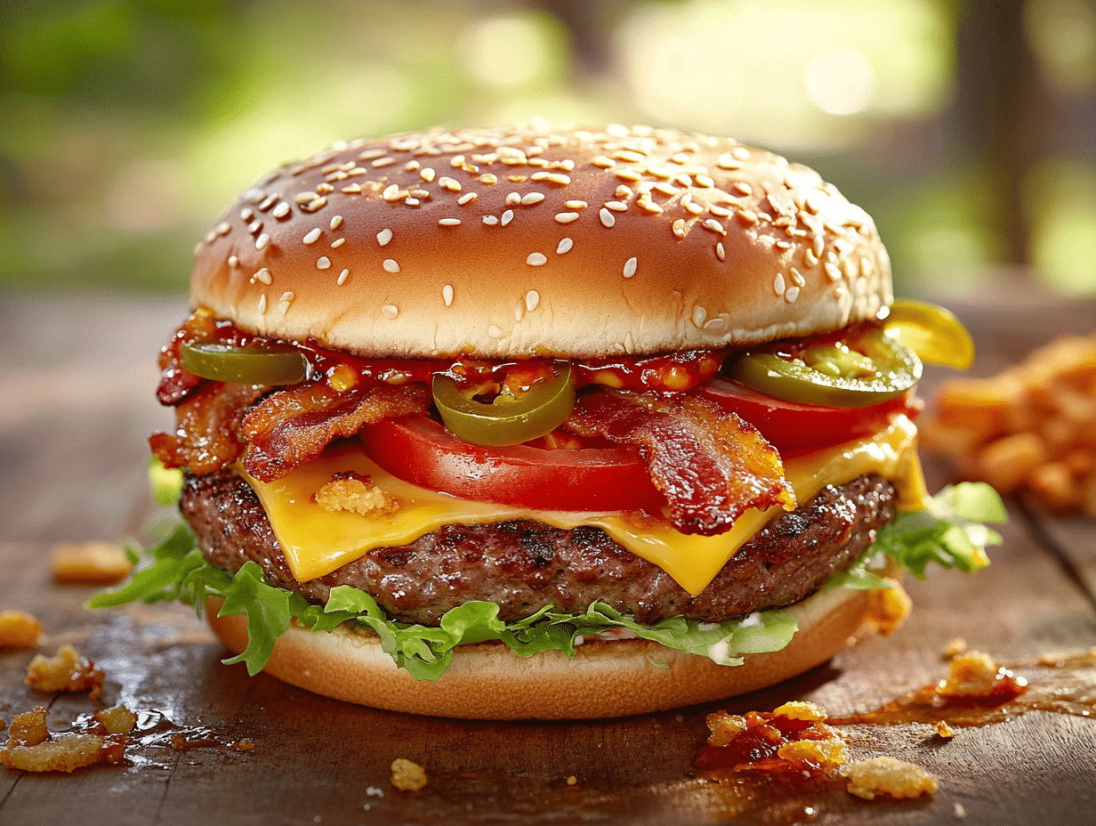 Fiery Home-Style Angry Whopper Burger Bursting with Heat