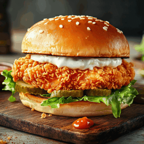 Crispy Homemade KFC Zinger Burger with Spicy Crunch