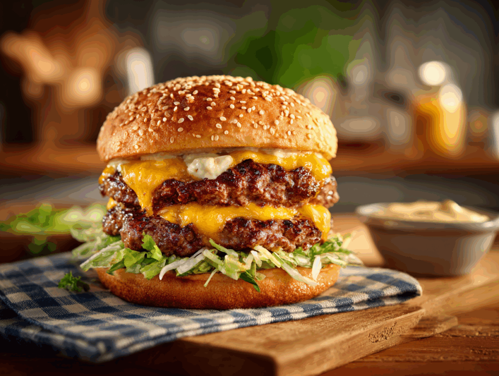 Homemade Big Carl Burger: Gourmet Fast Food Delight