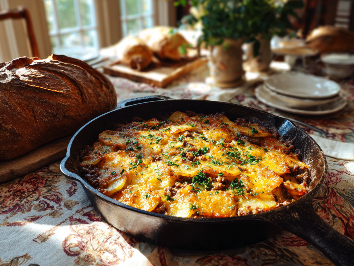Hearty Midwestern Potatoes and Beef Skillet Comfort Bake